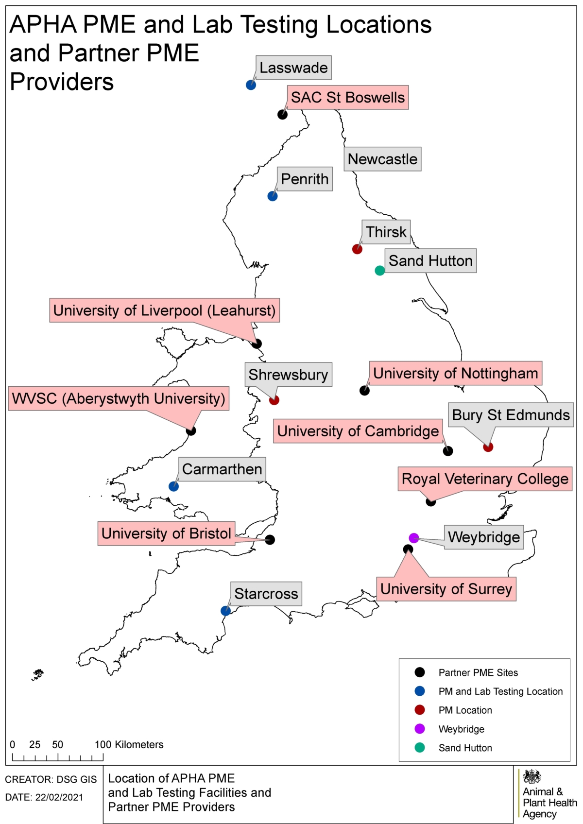 APHA National surveillance network – locations - Sheep Veterinary Society